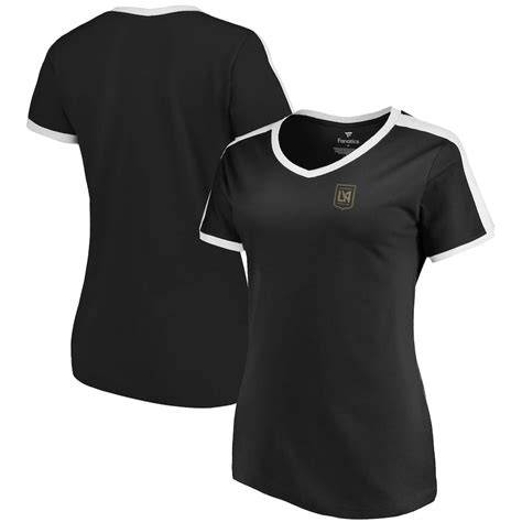 Womens Lafc Fanatics Branded Black Ringer Left Chest V Neck T Shirt