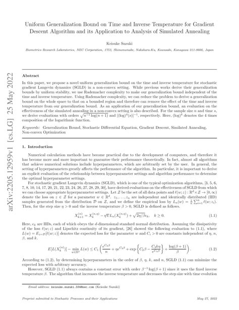 Uniform Generalization Bound On Time And Inverse Temperature For Gradient Descent Algorithm And