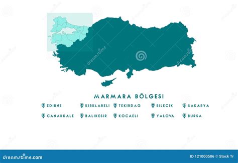 Vector Map Of Marmara Region In Turkey Stock Vector Illustration Of