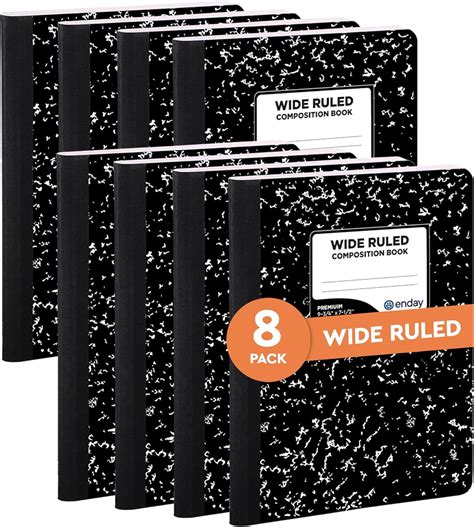 Emraw Black And White Marble Style Cover Composition Book
