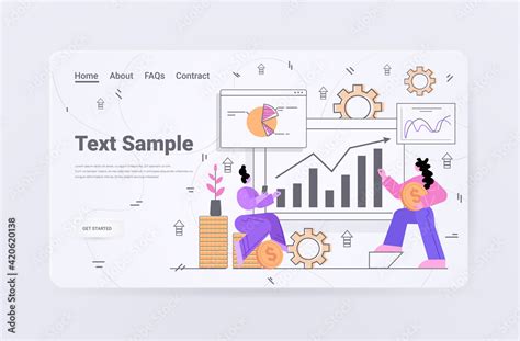 Vetor De Businesswomen Analyzing Charts And Graphs Data Analysis Process Digital Marketing