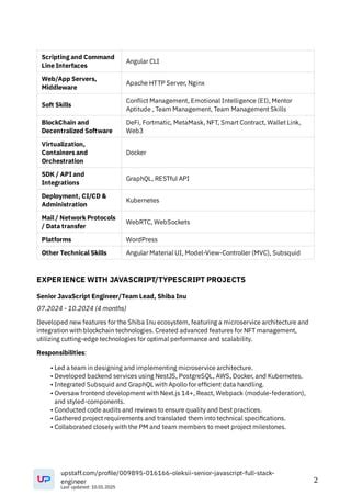 Senior JavaScript Full Stack Engineer From Upstaff PDF