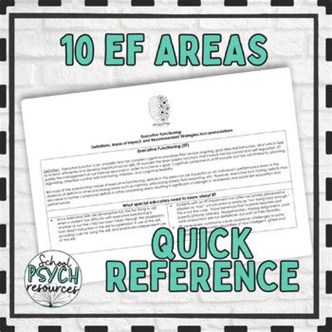 Executive Functioning Cheat Sheet Interventions School Psychology