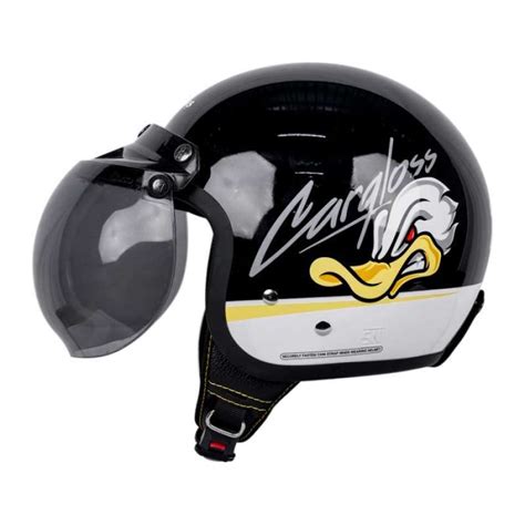 Jual Paket Helm Cargloss Half Face Retro Cfm Speed Duck Deep Black