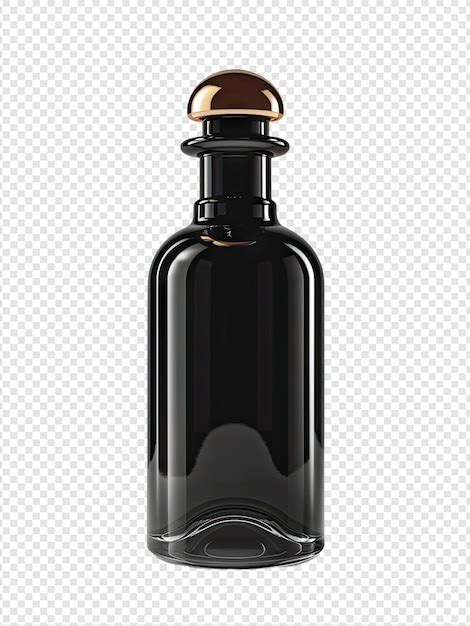 Una Botella De Perfume Con Una Tapa Dorada Y Una Tapa Roja Archivo
