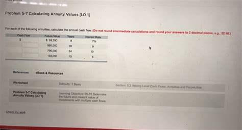 Solved Problem 5 7 Calculating Annuity Values Lo 1 For