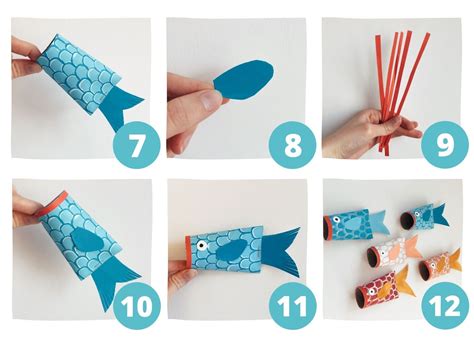 DIY peixe sapo e tubarão rolos de papel higiênico