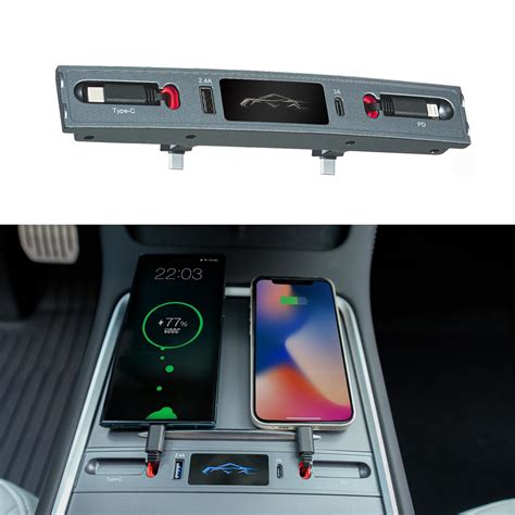 Buy 2 In 1 Tesla USB Hub And Charger With Fast Charging Retractable Lightning And Type C Cables