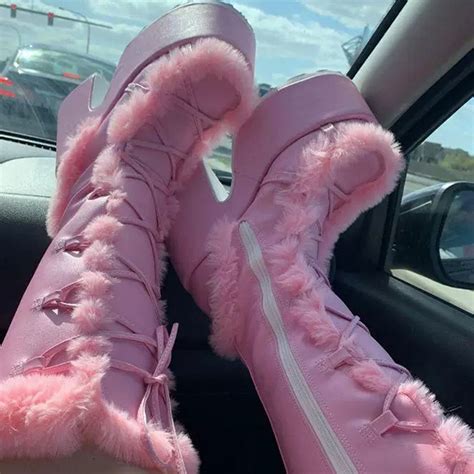 다미님 굽12cmsml 통굽 롱부츠 키높이 가보시 라운드 양털 뽀글이 퍼 스트링 스트랩 끈 리본 높은 앵클 첼시 웨스턴 스판 니하이 통넓은 빅사이즈 하비 하객룩