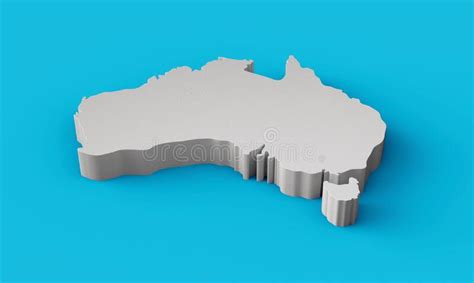 Australia 3d Map Geography Cartography And Topology Sea Blue Surface 3d Illustration Stock