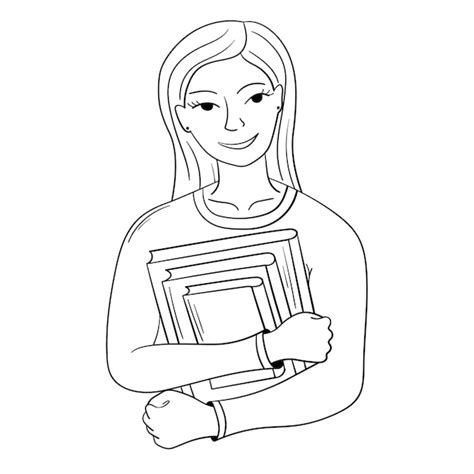 Premium Vector Cute Girl Student With Books