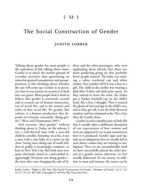 The Social Construction Of Gender Pdf