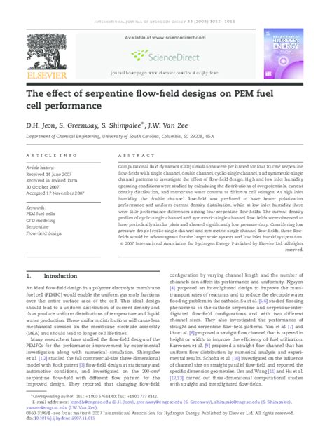 Pdf The Effect Of Serpentine Flow Field Designs On Pem Fuel Cell