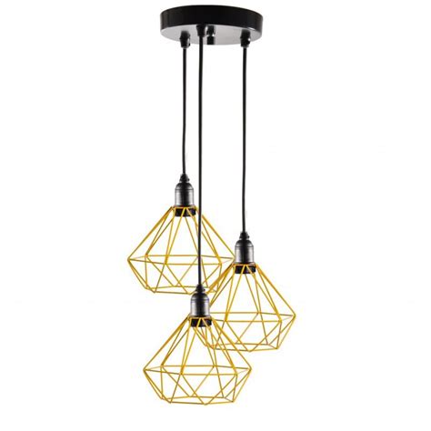 Luminária de Teto Pendente Triplo Aramado DiamanteA Luminária de Teto Pendente Triplo Aramado