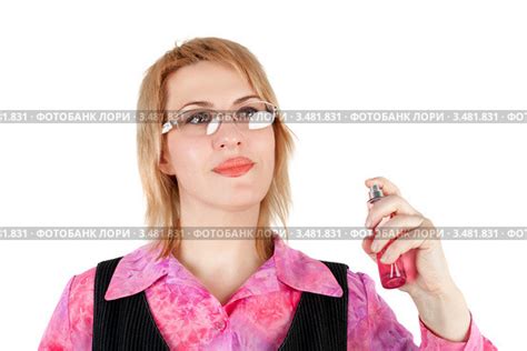 Девушка нюхает духи на белом фоне Стоковое фото № 3481831 фотограф Lanych Фотобанк Лори