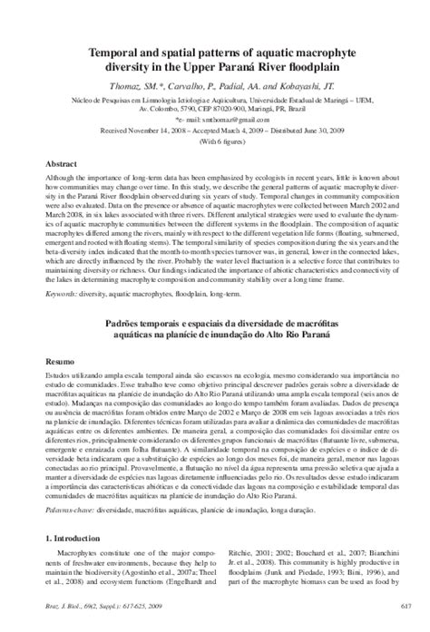 Pdf Temporal And Spatial Patterns Of Aquatic Macrophyte Diversity In The Upper Paran River