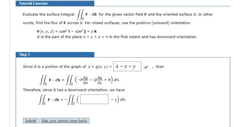 Solved Tutorial Exercise Evaluate The Surface Integral F DS Chegg