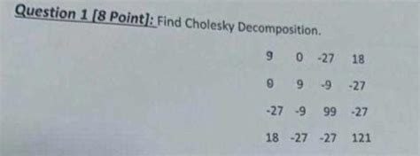 Solved Question 1 [8 ﻿point] Find Cholesky