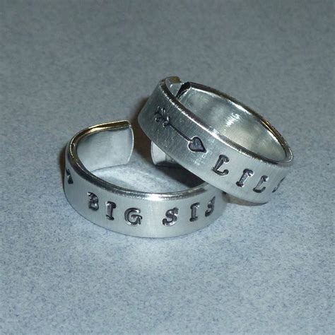 Big Sis Lil Sis Hand Stamped Aluminum Band Ring Set Of 2 Sisters