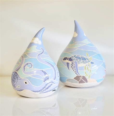 Sgraffito Tear Turtle Dolphin Little Fat Bird