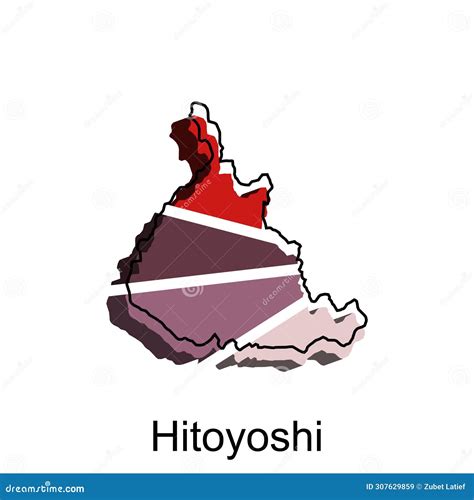 Vector Map Of Hitoyoshi City Colorful Illustration Template Design On