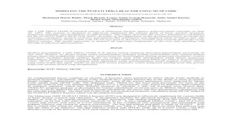 Pdf Modeling The Puspati Triga Reactor Using Mcnp Code Dokumentips