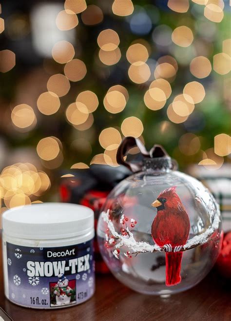Hand Painted Cardinal Ornament Snow Tex Craftberry Bush Cardinal