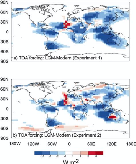 Modelled Annual Mean Difference In Radiative Forcing At The Top Of The