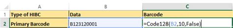 How To Create An Hibc Code 128 Primary And Secondary Barcode In Excel