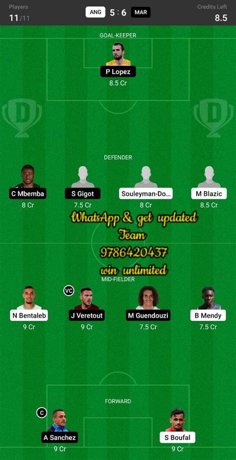 Ang Vs Mar Dream11 Team Fantasy Prediction Ligue 1