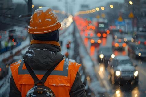 Engineer Monitors Bustling Expressway Progress Concept Construction Updates Transportation