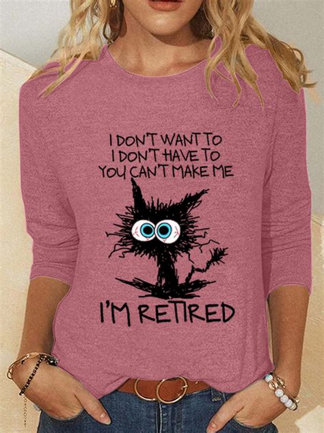 Crew Neck Long Sleeve Cat Regular Micro Elasticity Regular Fit Shirt