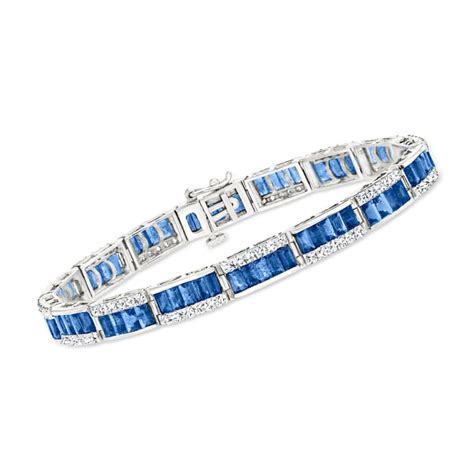 13 00 Ct T W Sapphire And 2 10 Ct T W Diamond Tennis Bracelet In