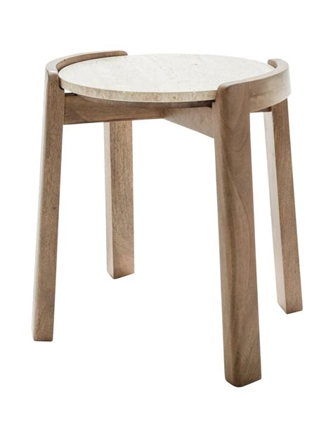 Curved Side Table Travertine Deco Design Hertex Haus Mauritius