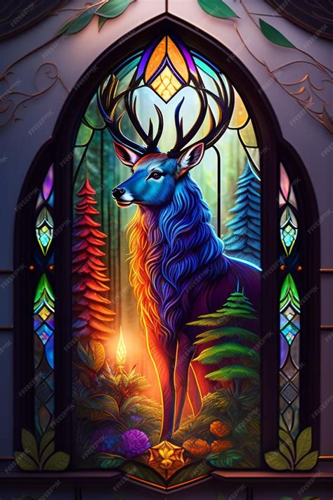 Premium Ai Image Stained Glass Deer