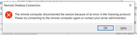 Error In Remote Desktop Connection Licensing Protocol Windows