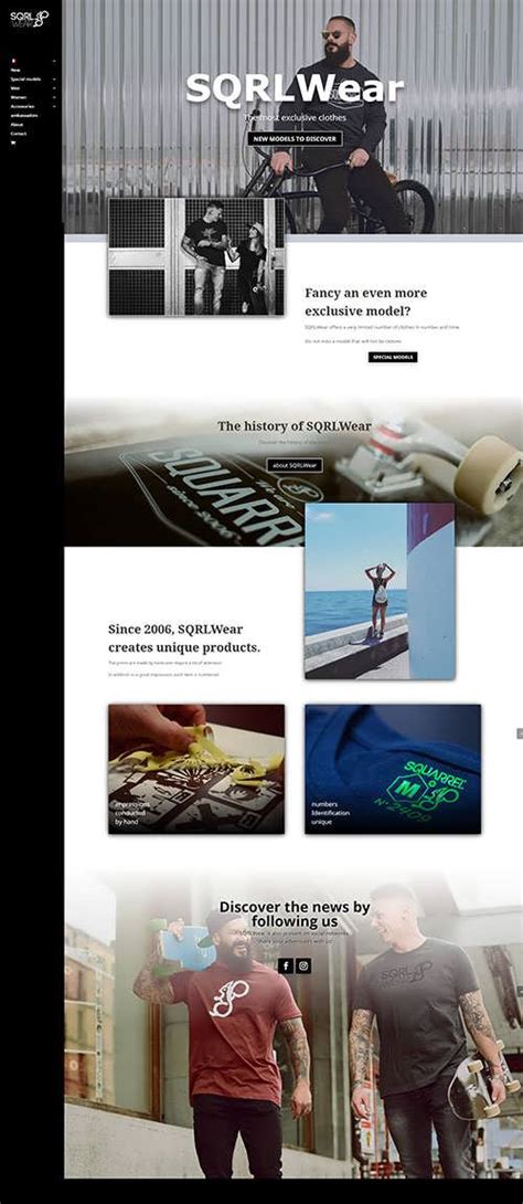 Sqrl Wear Ecommerce Divi Theme Examples