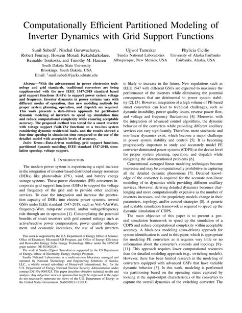 pdf computationally efficient partitioned modeling of inverter