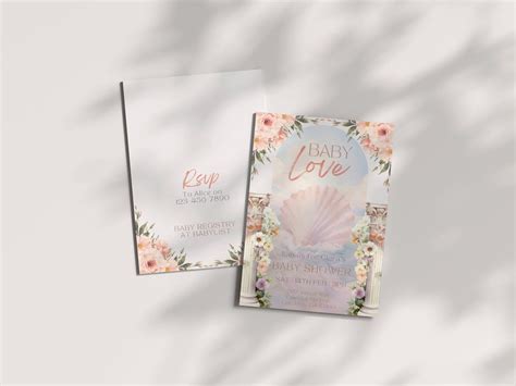 Aphrodite Greek Goddess Baby Shower Invitation Template Birth Of Venus