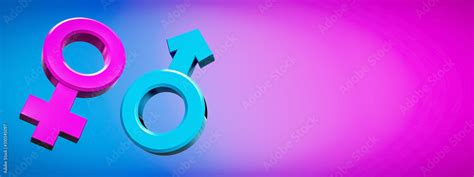 D Rendering Images Of Male And Female Sex Symbols That Are Equal Or Live Together Focus On