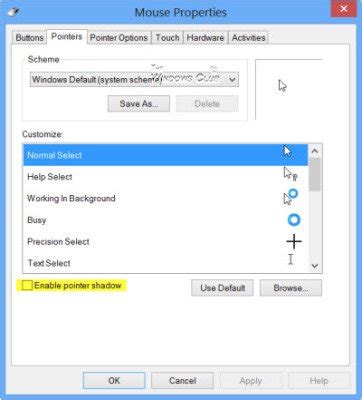Enable Or Disable Mouse Pointer Shadow In Windows 11 10