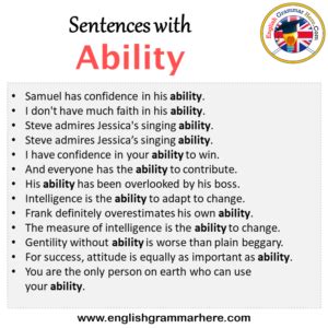 Sentences With Ability Ability In A Sentence In English Sentences For