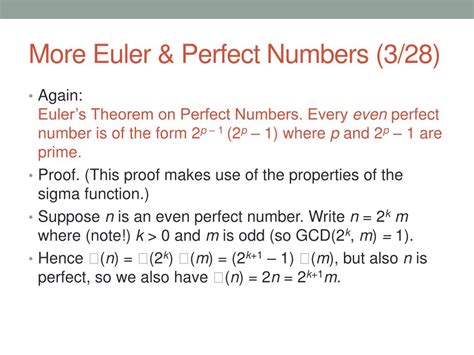 Ppt More Euler And Perfect Numbers 328 Powerpoint Presentation Id