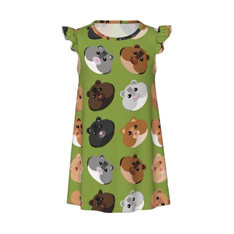 Cartoon Cute Hamster Face Girls Nightgowns Pajamas For Girls Soft