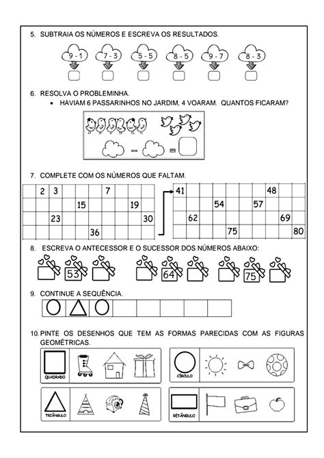 Atividade Matemática 1 Ano