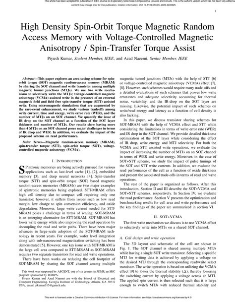 Pdf High Density Spinorbit Torque Magnetic Random Access Memory With