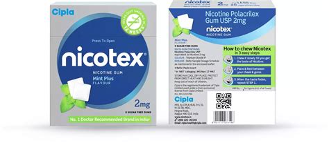 Nicotex 2mg Sugar Free Mint Plus Gums Strip Of 9 Cipla Health