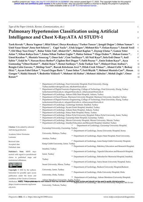 Pdf Pulmonary Hypertension Classification Using Artificial Intelligence And Chest X Rayata Ai