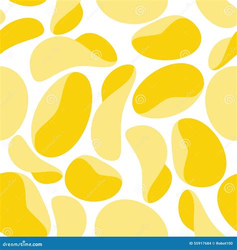 Potato Chips Seamless Background Pattern Of Yellow Fried Potato Stock