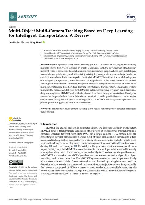 Pdf Multi Object Multi Camera Tracking Based On Deep Learning For